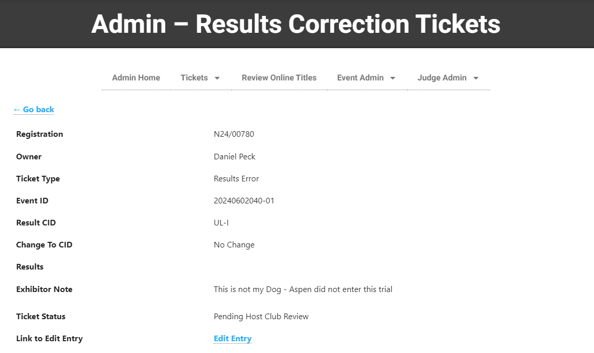 Types of Tickets – North American Sport Dog Association